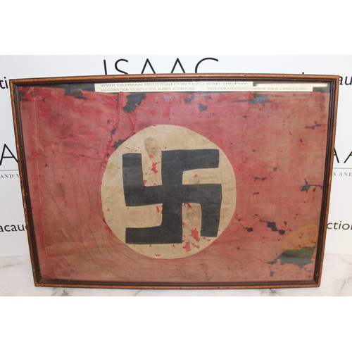 Framed WWII German Flag from Destroyed Panzer Tank - Collected by RSM W ...