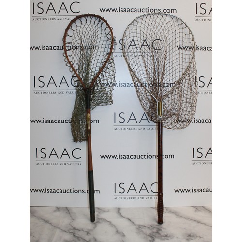2 x Vintage Folding Fly Fishing Nets Length 94cm