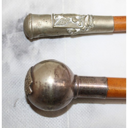 2 x Silver Topped Swagger Sticks Royal Army Ordnance Corps /Modern