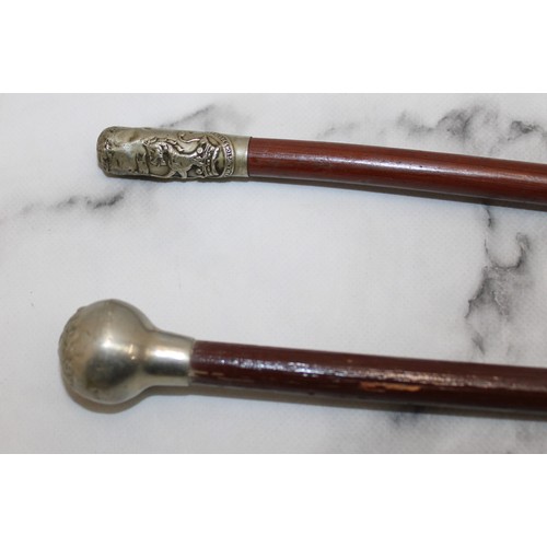 2 x Silver Topped Swagger Sticks