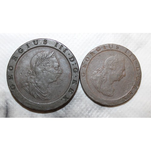 2 x 1797 Cartwheel Penny BRITANNIA Coins