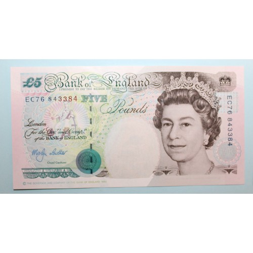 Five Bank Of England Consecutive Five Pound Notes. Cashier Merlyn ...