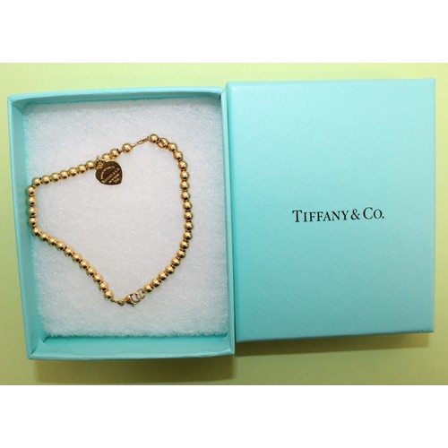 Gold Tiffany & Co "Please Return To Tiffany" Heart Tag Bead Bracelet ...