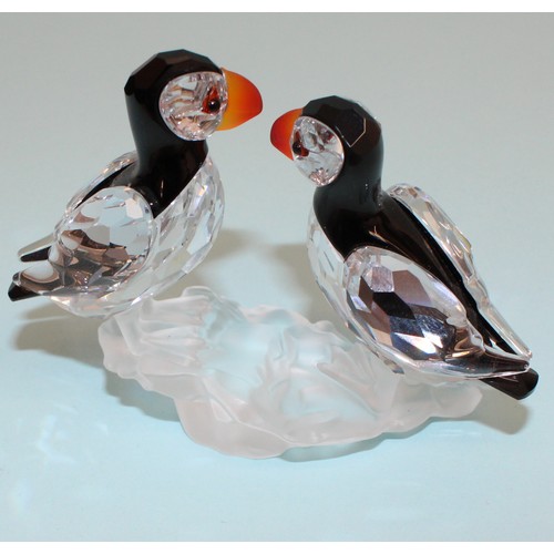 Boxed Swarovski Crystal Figure Of A Pair Of Puffins