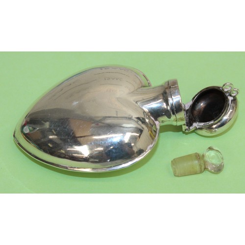 Silver Hallmarked Stamped W.C Heart Shaped Flask