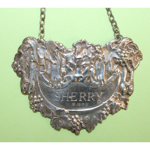 Silver Hallmarked SHERRY Bottle Tag