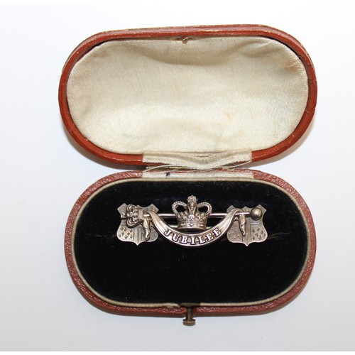 Antique Silver Stamped M & J "JUBILEE" Brooch Queen Victoria's 50th ...