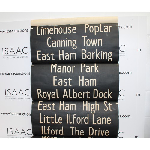 Vintage Bus Destination Roll Which Displays East London Destinations ...
