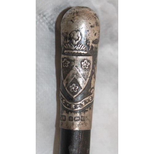 Military Swagger Stick With Silver Hallmarked Top