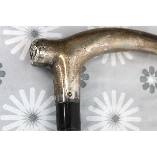 Two Silver Hallmarked Handle & Rim Walking Sticks COLLECTION ONLY