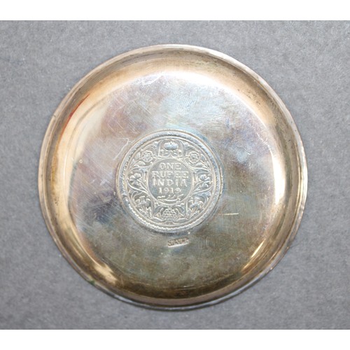 A Collectable Silver Dish With A British Indian One Rupee Coin Embedded ...