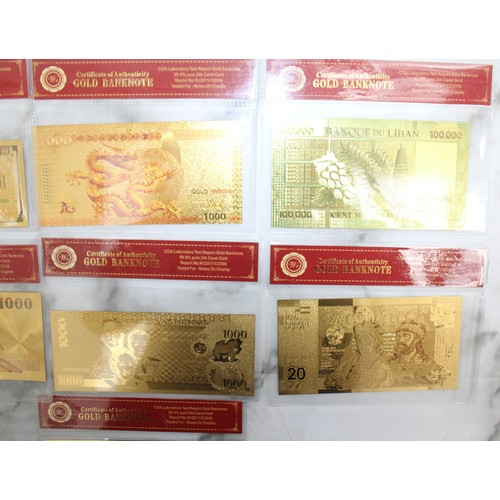 Ten GOLD BANKNOTES With Certificate Of Authenticity 99.9% Pure 24K ...