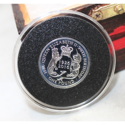 HM Queen Elizabeth II 90th Birthday One Pound Coin 2016 In A Box