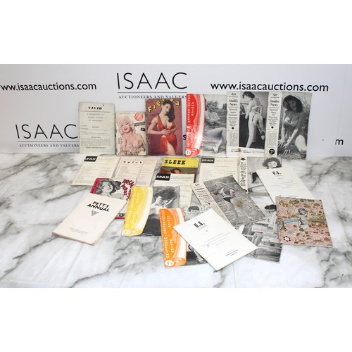 A Selection Adult Only Booklets Inc: Vivid/Fiesta/U.S Glamour/Sleek/ And Pett's Annual Etc