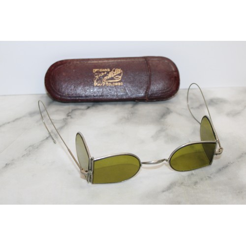 A Pair Of 1920's Collectable Railway Carriage Tinted Glasses In An ...