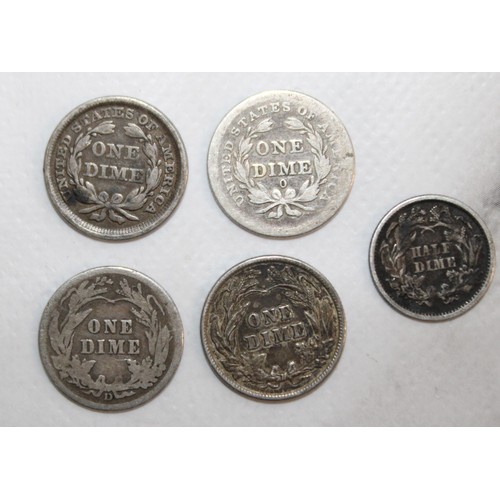 American Four Dimes And 1 x Half Dime Coins