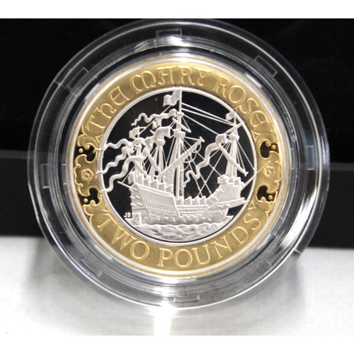 A Collectable Boxed The 2011 UK MARY ROSE £2 Piedfort Silver Proof Coin ...