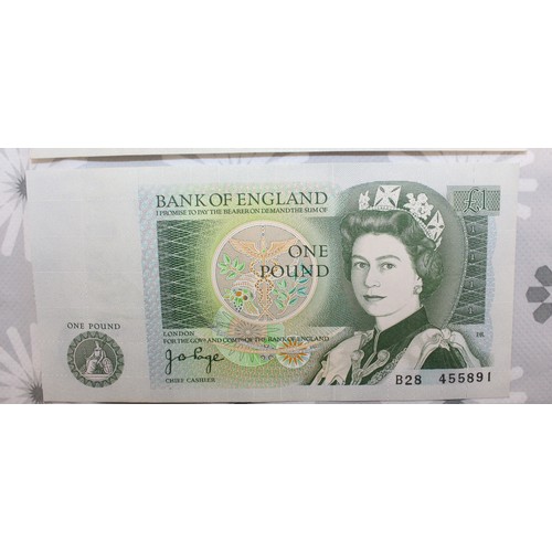 Three Bank Of England Consecutive One Pound Notes Cashier Jo Page