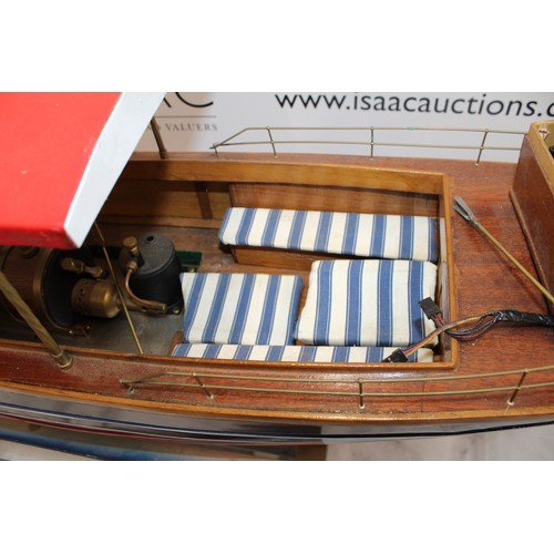 A Large Wooden Model Steam Boat L: 120cm-Inc Stand As Found-Untested ...