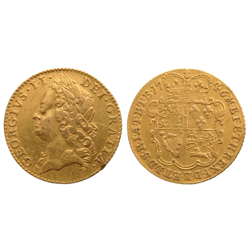 George II gold half guinea, 1746. Roman V in GEORGIVS. 4.18g ...