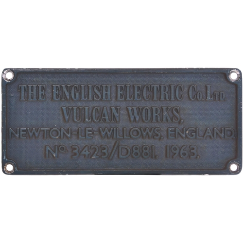 A worksplate, ENGLISH ELECTRIC/VULCAN FOUNDRY 3423/D881 from BR Class ...
