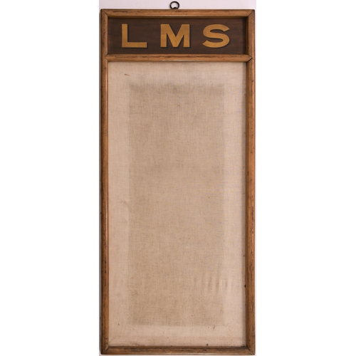 1066 - LMS notice or timetable frame, initials in gilt with shading ...
