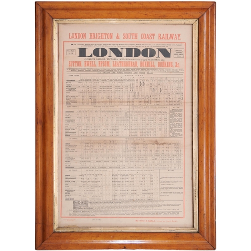 365 - An LBSCR timetable frame with removable panel to the rear ...