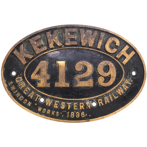 279 - A GWR combined name and numberplate, KEKEWICH, 4129, GREAT ...