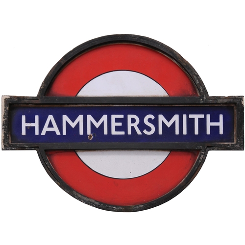 An LT target sign, HAMMERSMITH, an early small example, as fitted to ...
