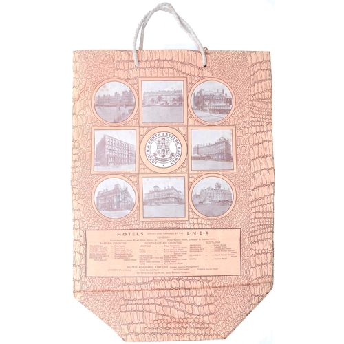 325 - An LNER Hotels paper carrier bag, each side decorated with nine ...