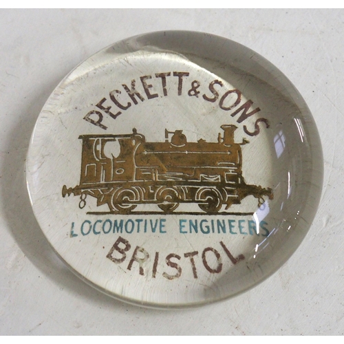 276 - PECKETT & SONS Locomotive Engineers Bristol glass paperweight ...