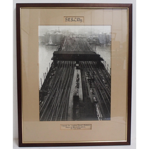 Framed & glazed B&W photo of SE&CR Cannon Street Station approach prior ...