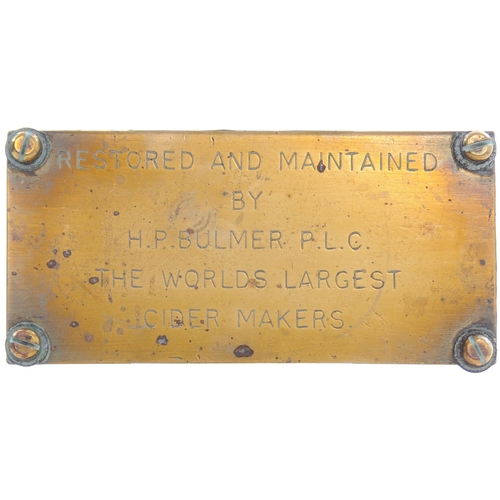 758 - King class loco plate, Restored and Maintained by H.P. Bulmer PLC ...