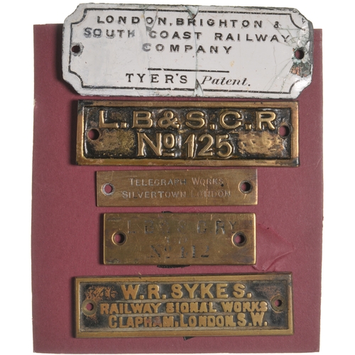 201 - A group of LB&SCR instrument plates, (a) LBSCR Tyers Patent ...