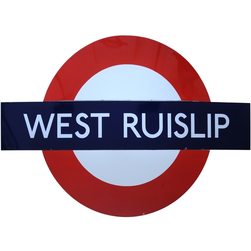 A London Transport target sign, WEST RUISLIP, enamel, three sections ...