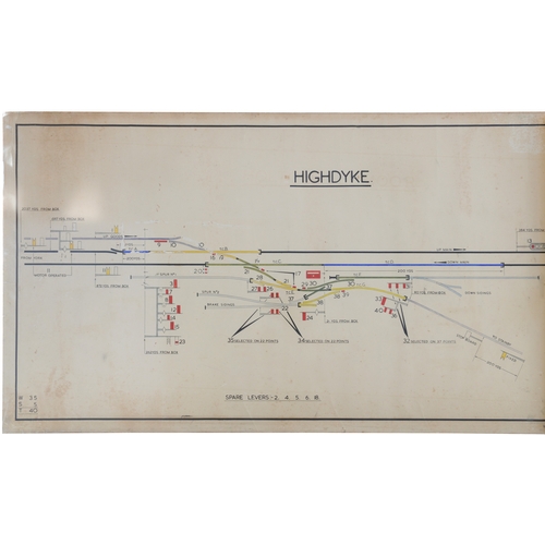 289 - A BR(E) signal box diagram, HIGHDYKE, 1962, a box on the East ...