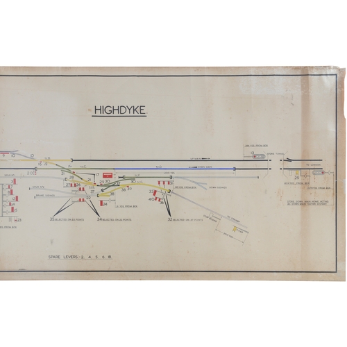 289 - A BR(E) signal box diagram, HIGHDYKE, 1962, a box on the East ...