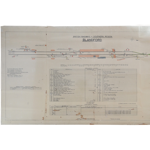 345 - A BR(S) signal box diagram, BLANDFORD FORUM, 1953, from the ...