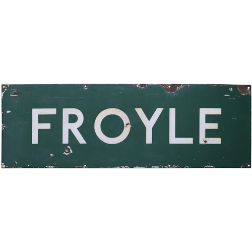 73 - A Southern Railway signal box nameboard, FROYLE, (flangeless), a ...