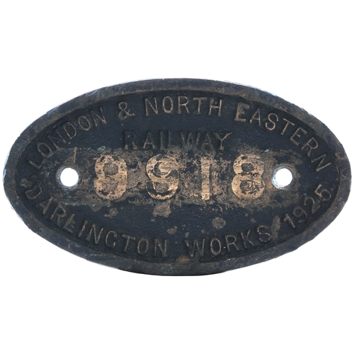 578 - A worksplate, LONDON & NORTH EASTERN RAILWAY, 69918, DARLINGTON ...