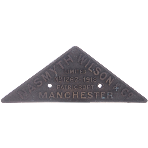 424 - A worksplate, NASMYTH WILSON No 1267, 1918 PATRICROFT MANCHESTER ...