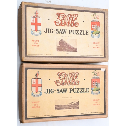 GWR jigsaw puzzles, (a) Freight Train, (b) Speed. Complete and loose ...