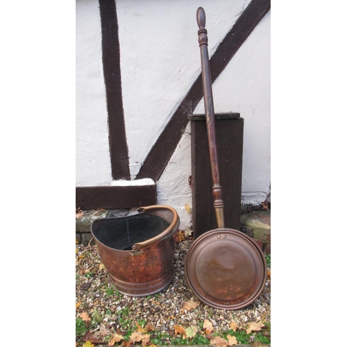 A Copper Coal Scuttle & Warming Pan