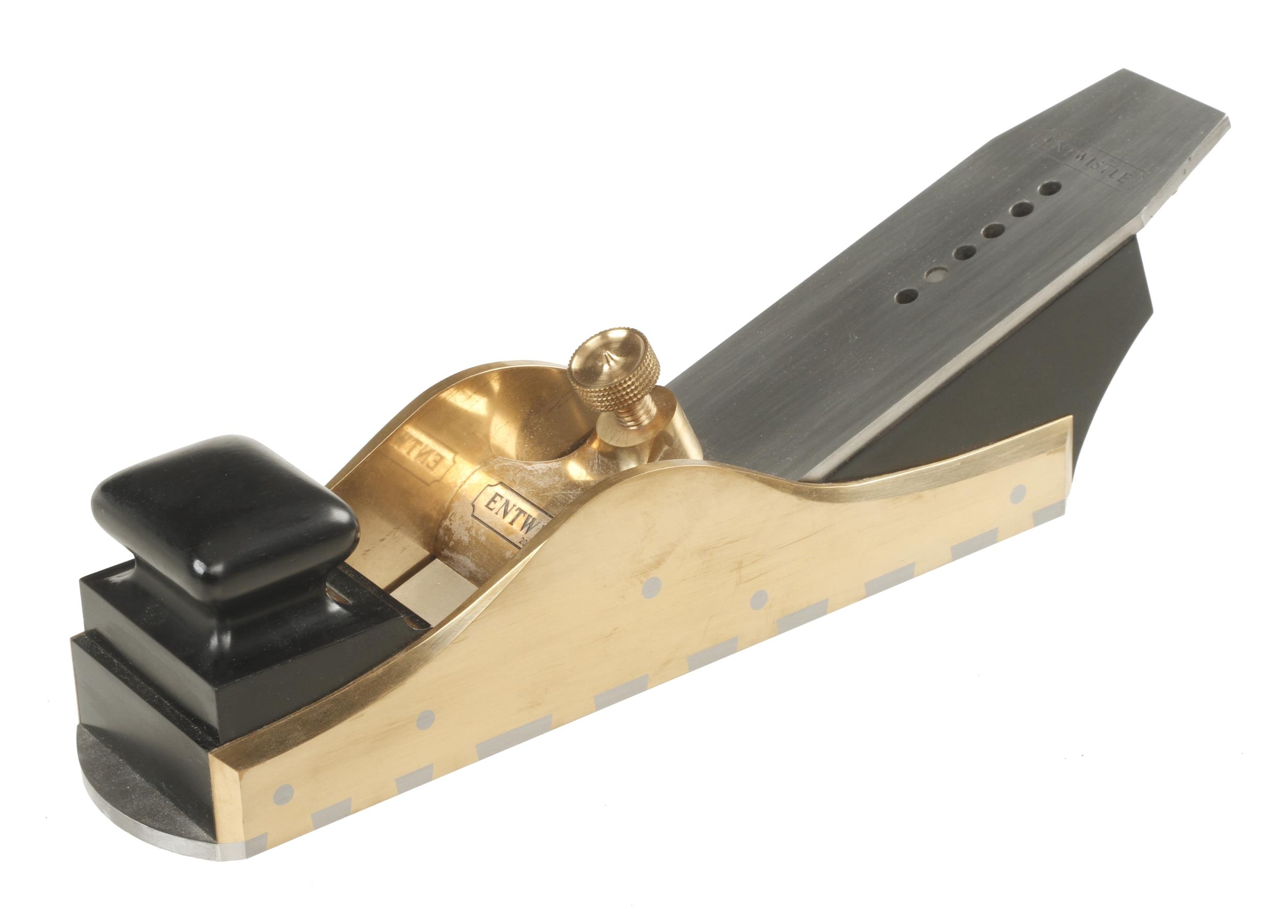 A fine, rare and little used adjustable brass mitre plane with d/t ...