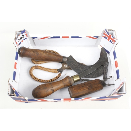 Two timber scribes, a vine knife and a pair of scissors G+