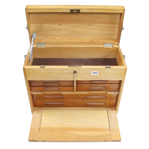 A little used engineer's 7 drawer oak tool chest 20" x 8" x 15"h. with ...