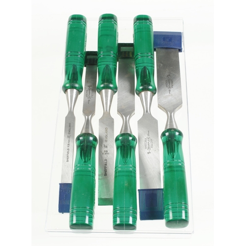 A set of 6 unused MARPLES firmer chisels with split proof handles G++