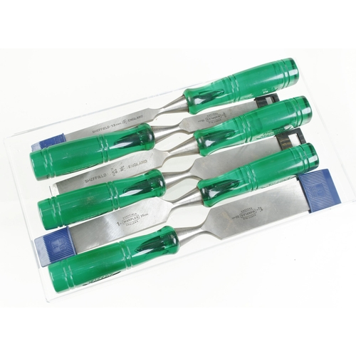 A set of 6 unused MARPLES firmer chisels with split proof handles G++