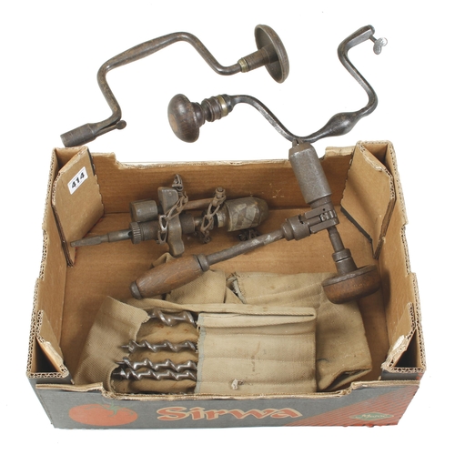 Two iron braces, chain drill, corner drill and roll of bits G