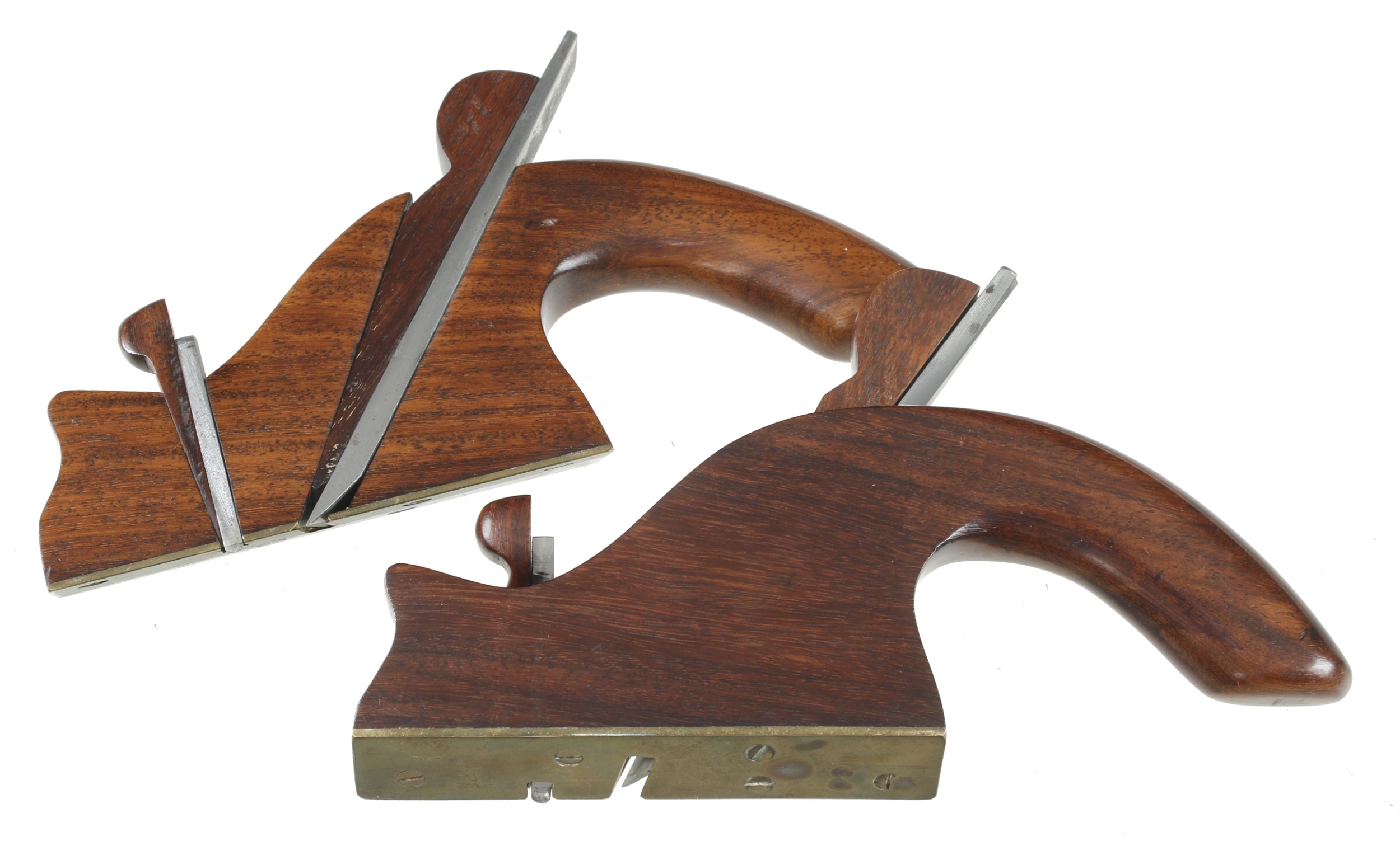 A recent fine quality pair of brass faced rosewood side rebate planes ...